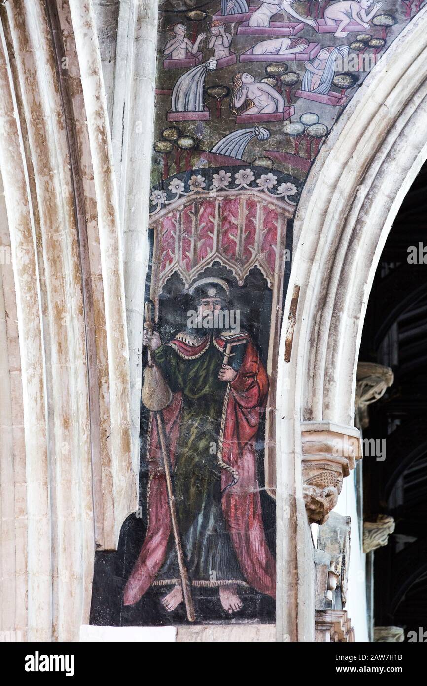 Medieval doom painting of the Day of Judgement, Church of Saint Thomas ...