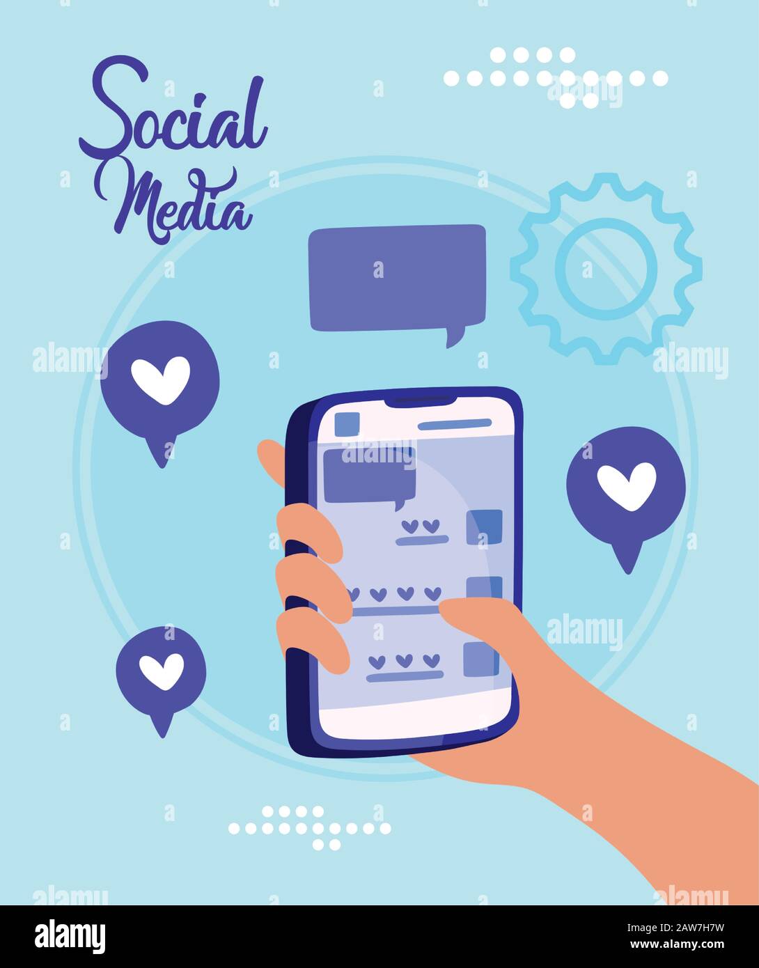 Hand holding smartphone design, Social media multimedia communication ...