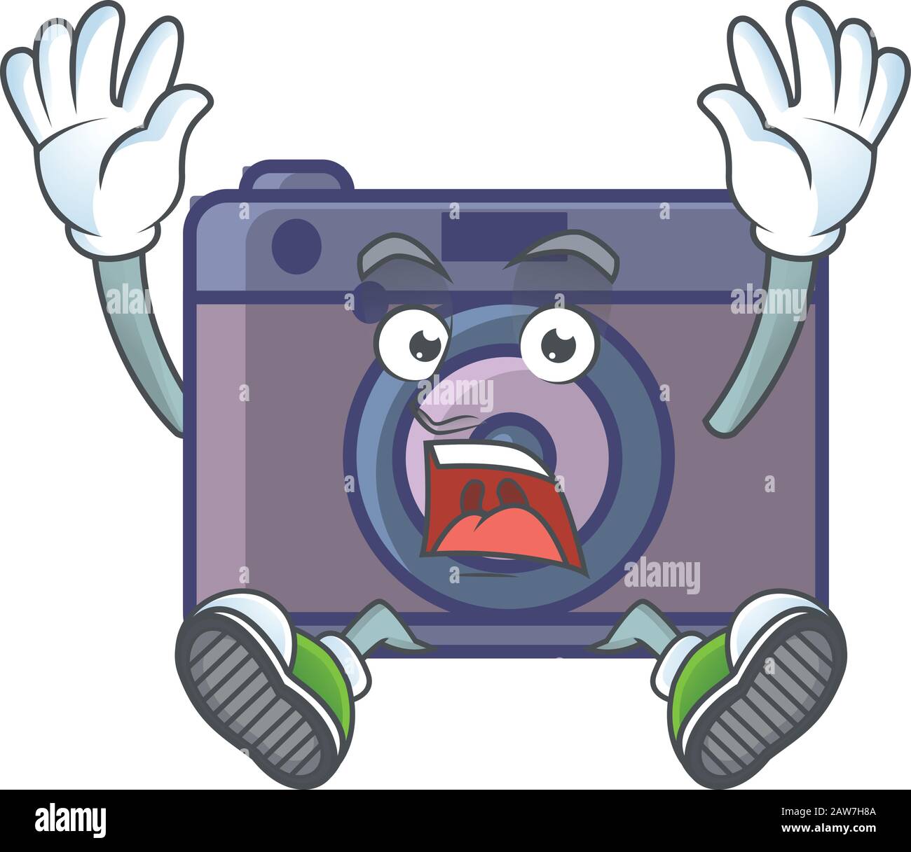 A picture of retro camera cartoon design with shocking gesture Stock ...