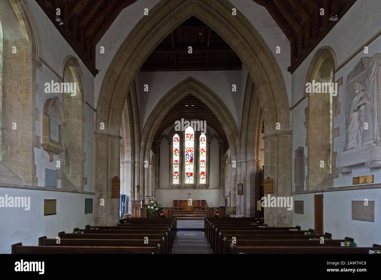 Early English architecture from the 13th century inside the church at ...
