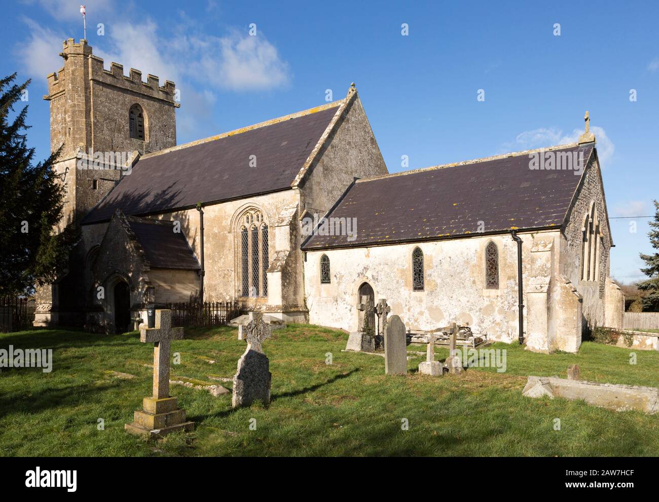 Historic village parish church of Saint Nicholas, Wilsford, Wiltshire ...