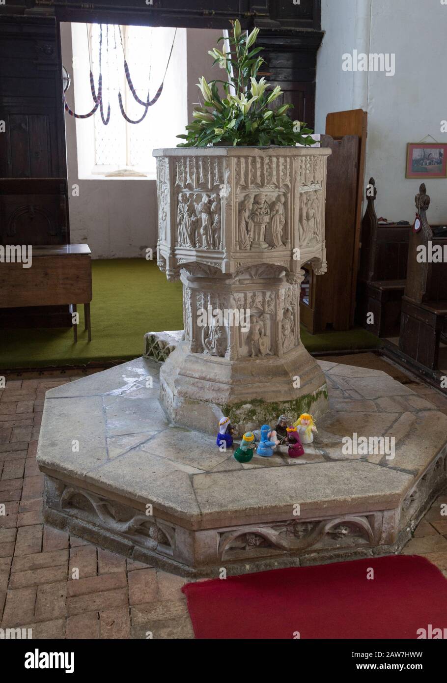 Village parish church baptismal font from circa 15th century, Saint ...