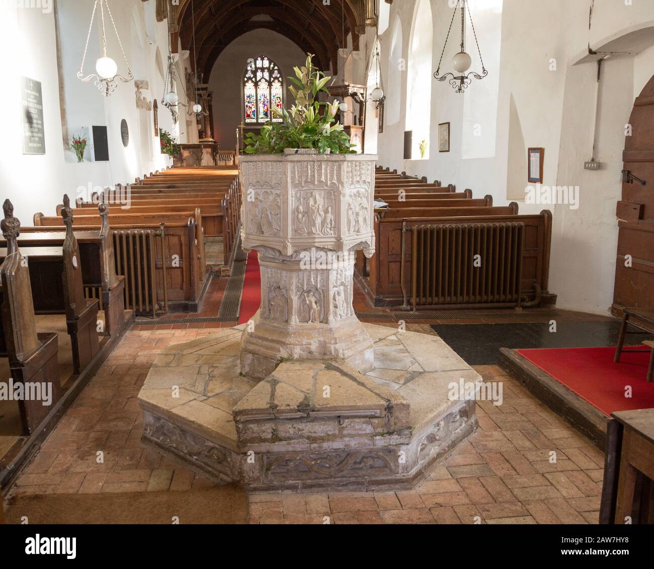 Village parish church baptismal font circa 15th century, Saint John the ...