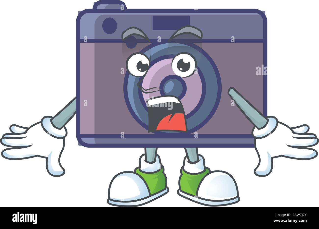 cartoon character design of retro camera with a surprised gesture Stock ...