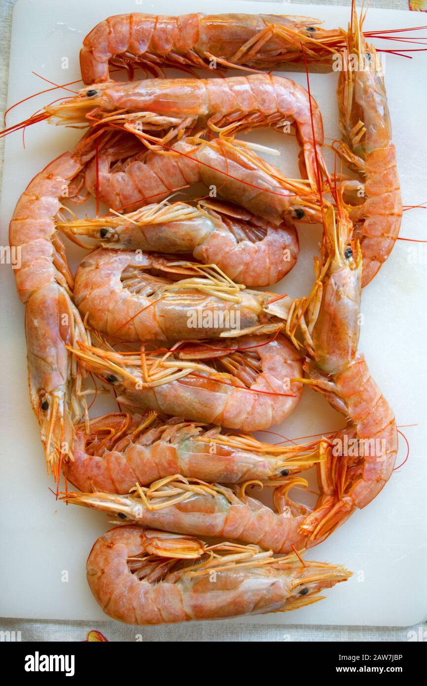 fresh red king prawns in a dish Stock Photo - Alamy