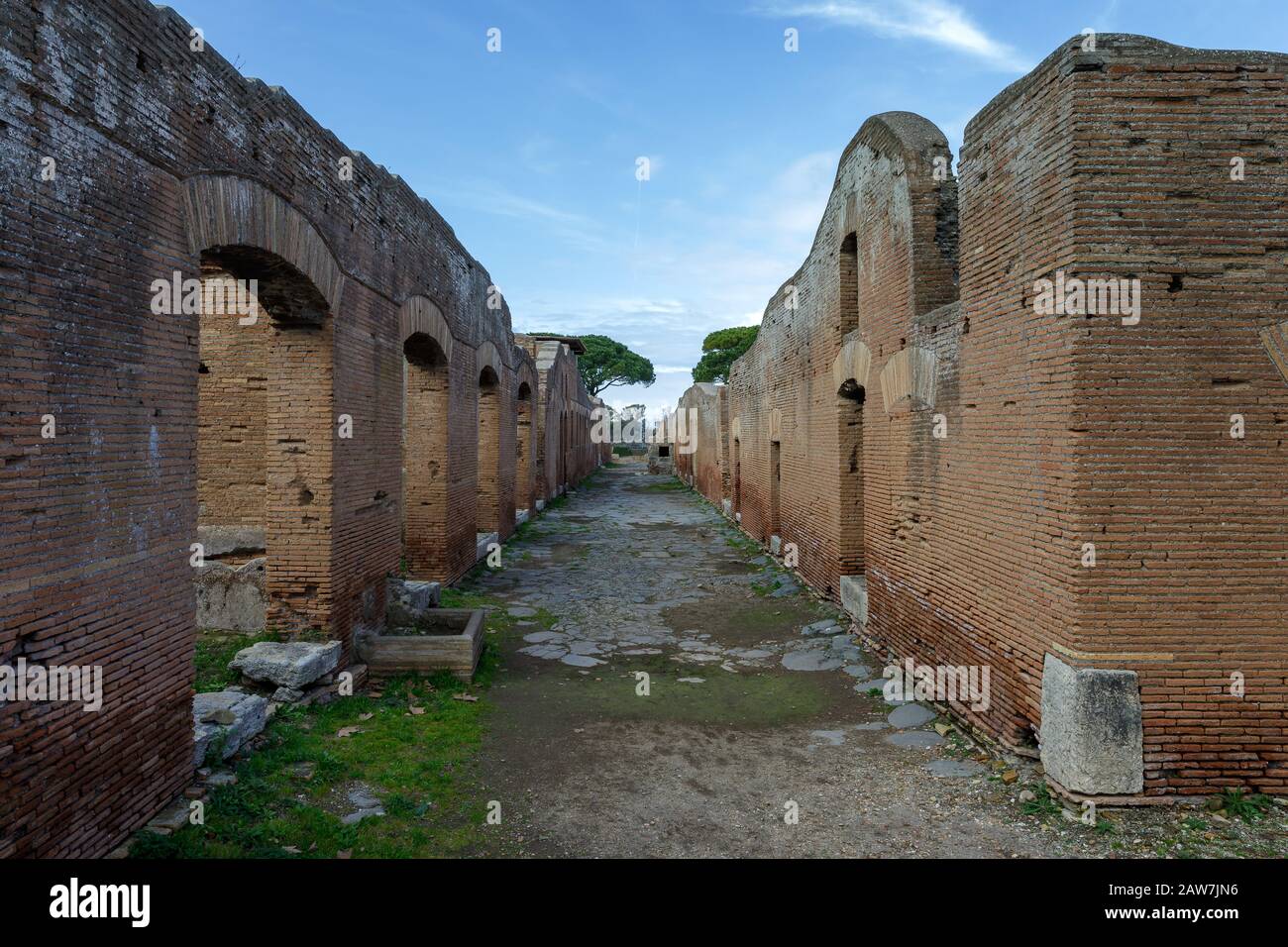 Rome, Italy - February 02, 2020: Ruins of Ostia Antica, large ancient ...