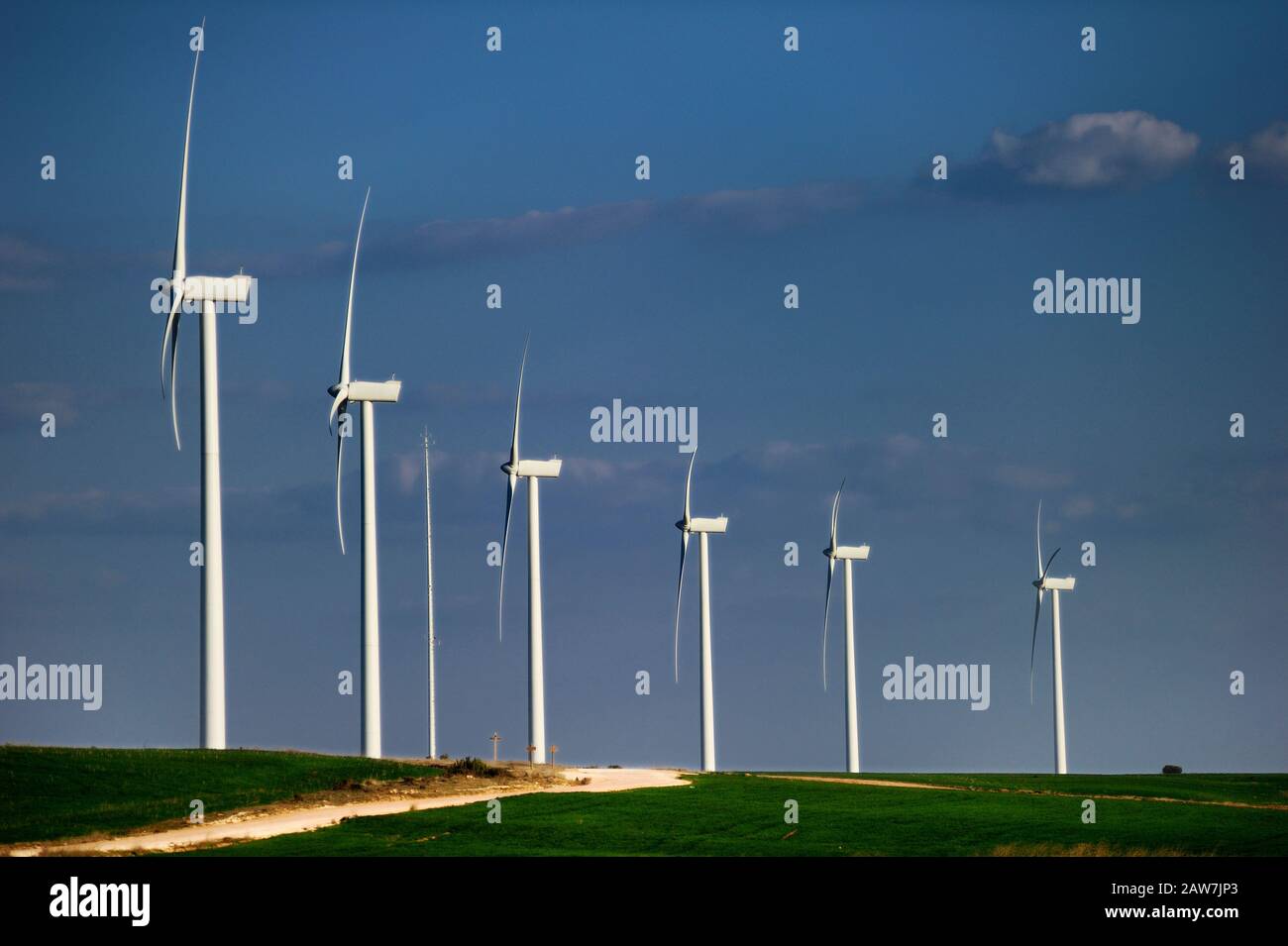 The group of windmills for renewable electric energy production Stock ...