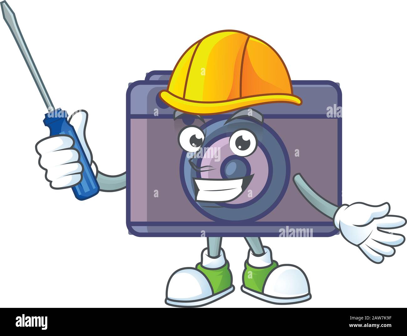 Smart automotive retro camera in cartoon character style Stock Vector ...