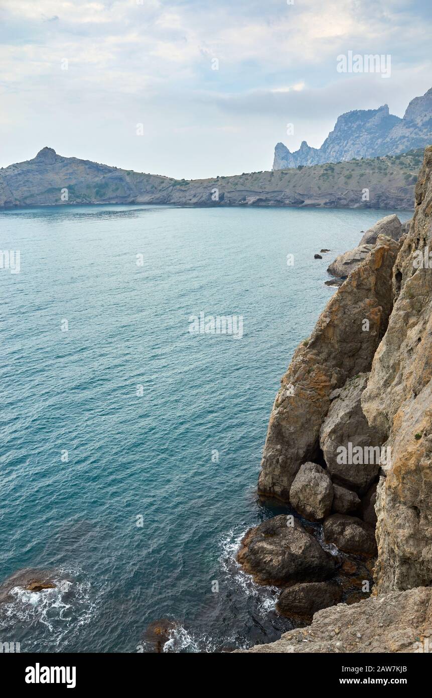 A tourist route along a trail in the mountains of the southern coast of ...