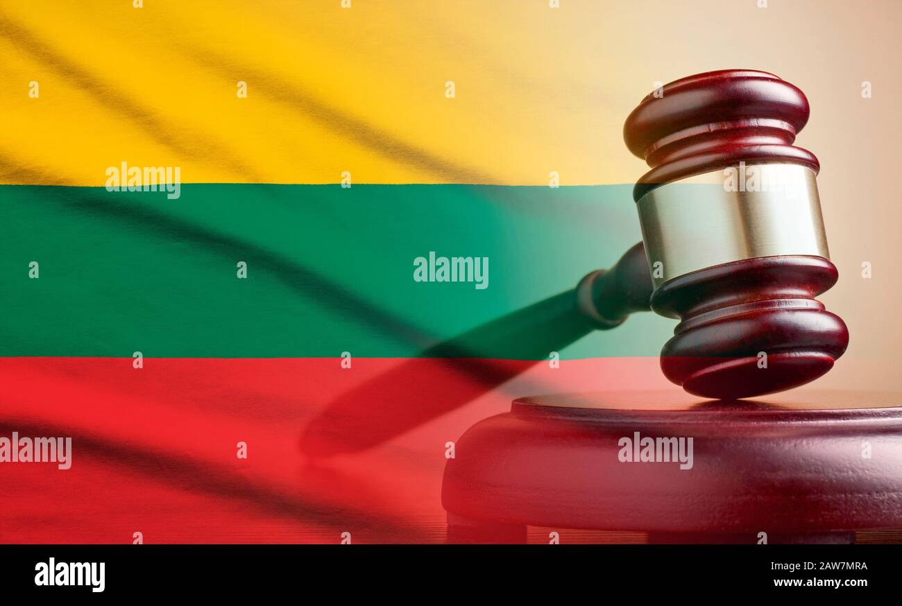 Legal gavel over a flag of the Lithuania Stock Photo - Alamy