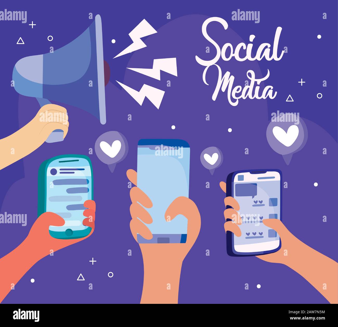 Hands holding smartphones design, Social media multimedia communication ...