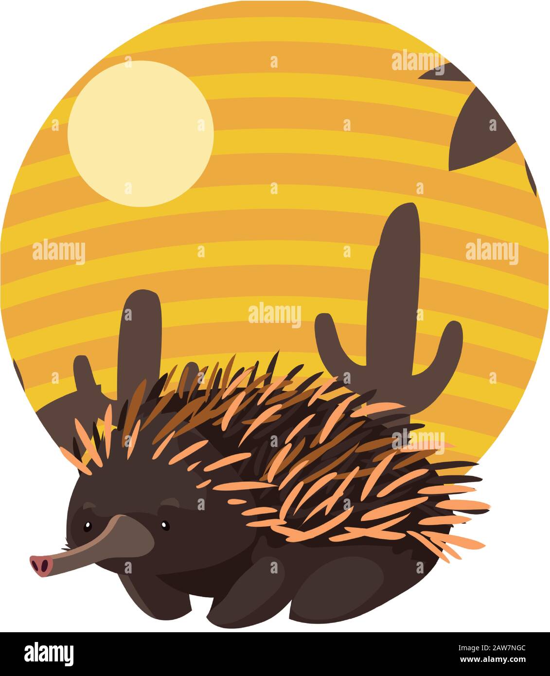 cute echidna with background landscape vector illustration design Stock ...