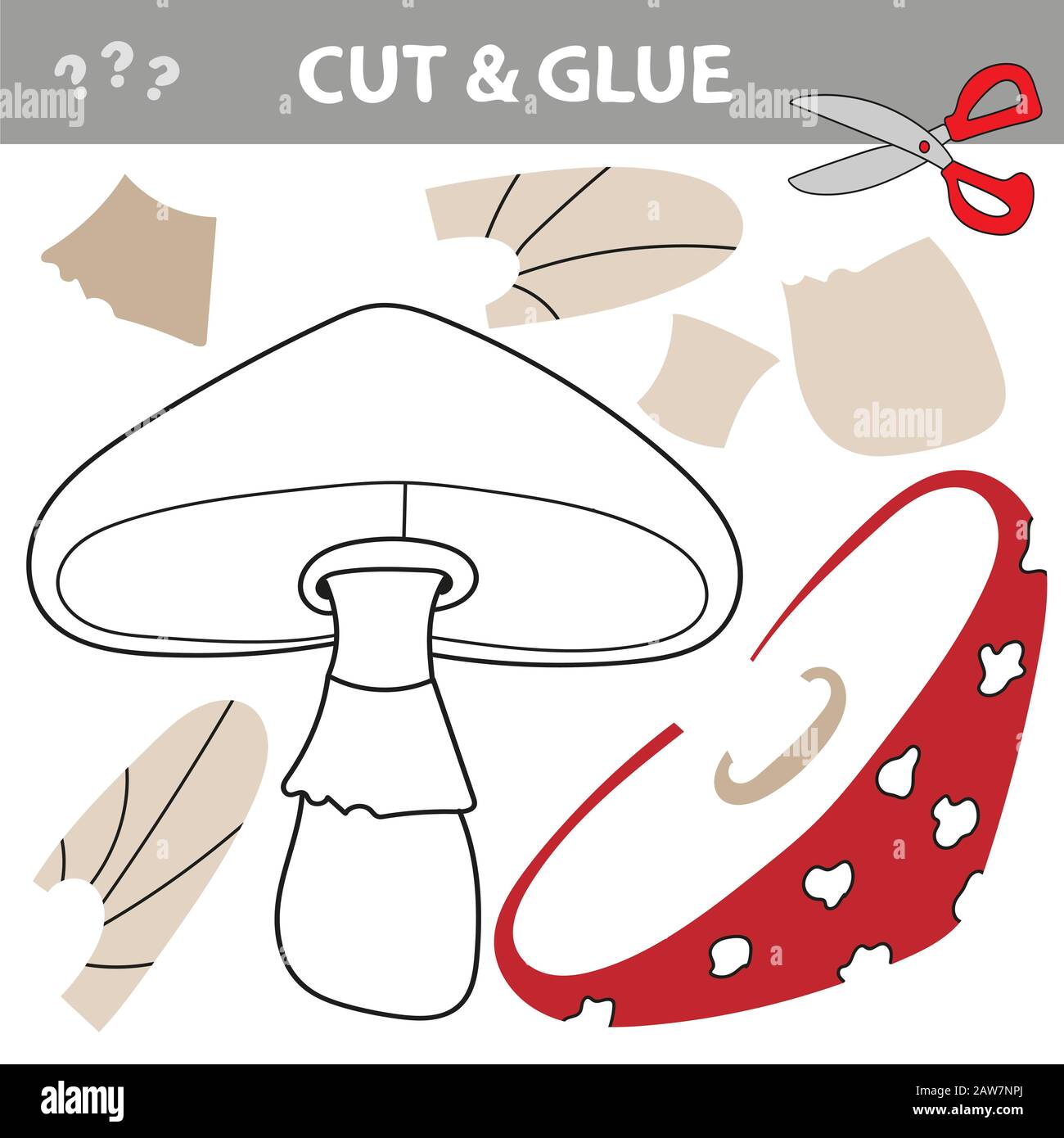 Create the image of mushroom fly agaric using scissors and glue ...