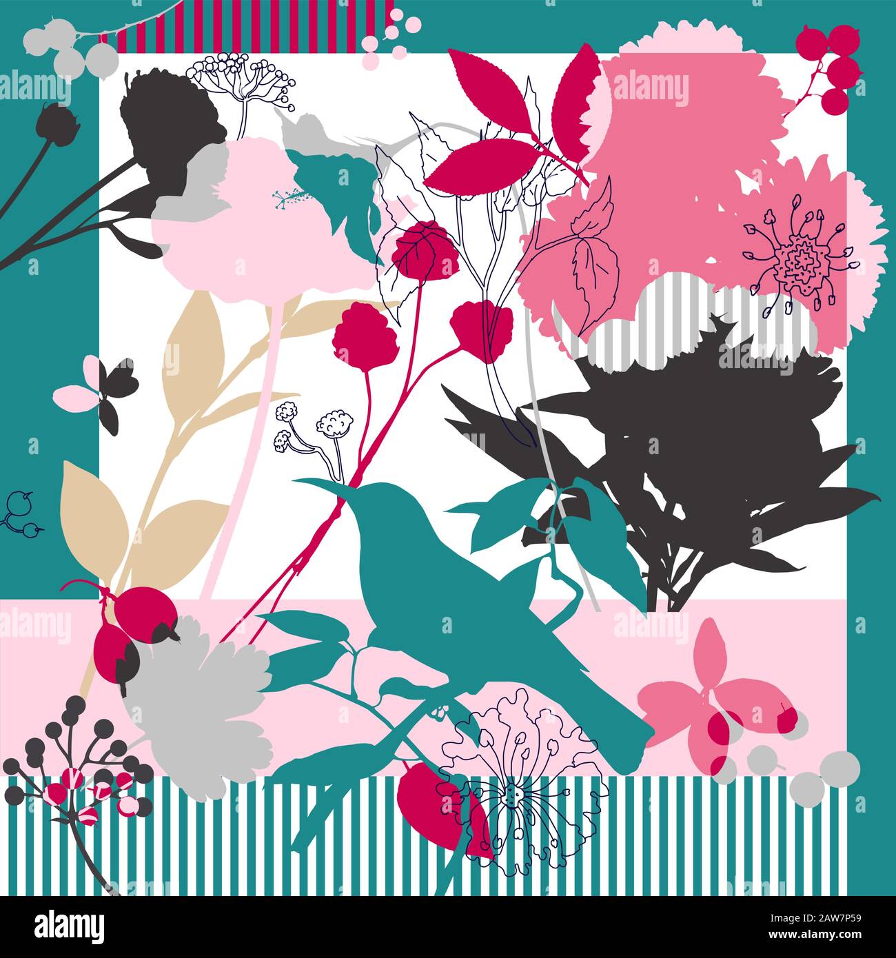 Spring retro floral print Stock Vector Image & Art - Alamy