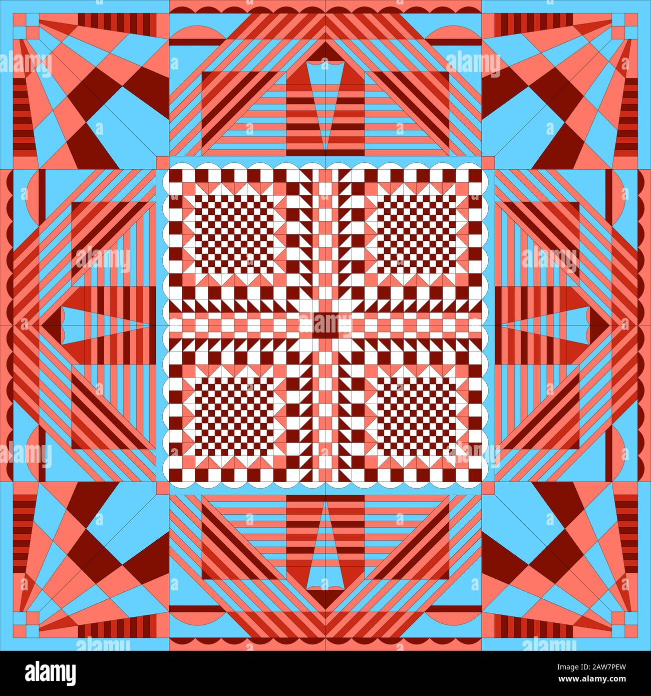 Silk scarf with geometrical pattern. Abstract vector composition with ...