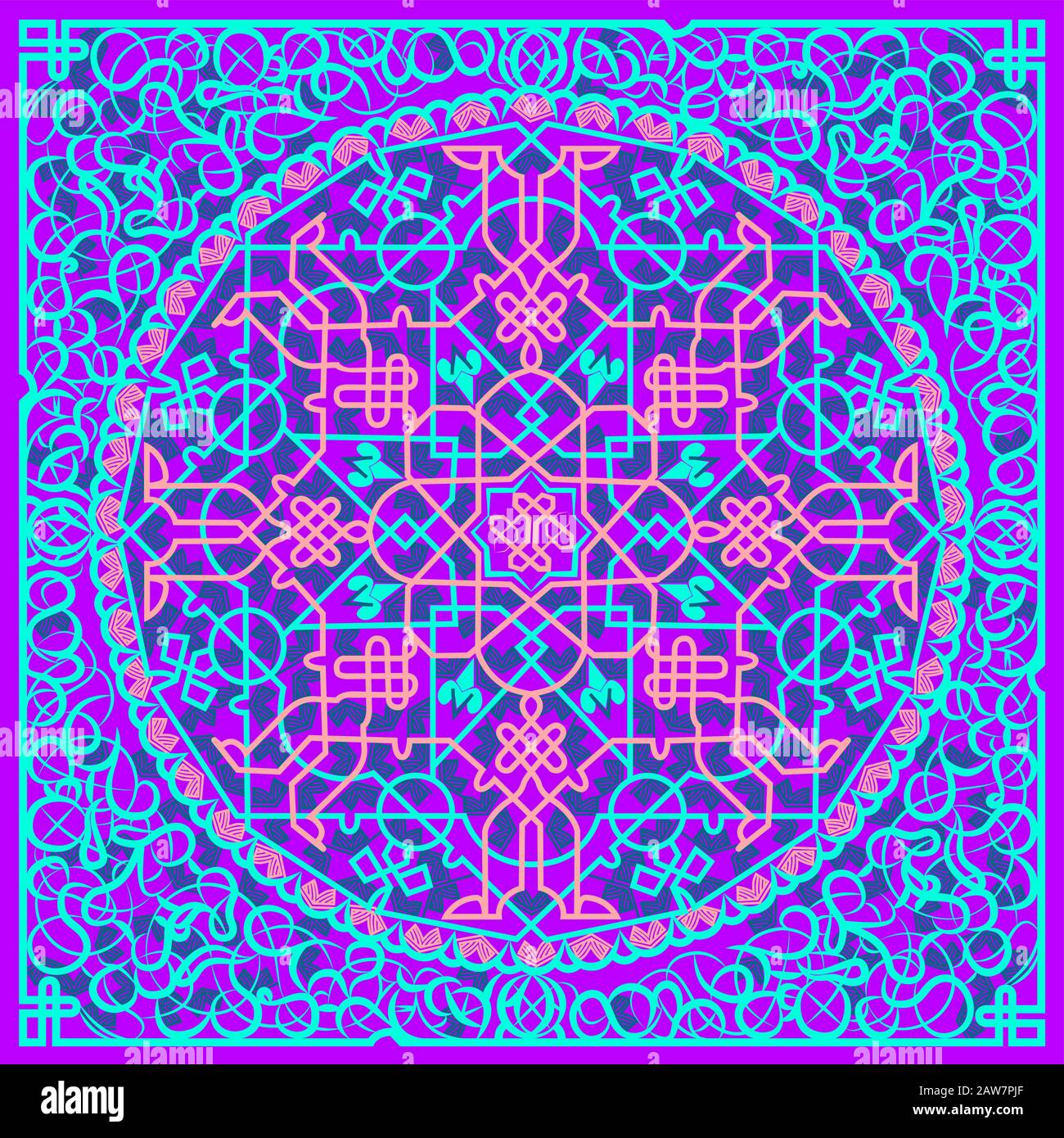 Abstract lace background, square geometric pattern with ornate frame ...