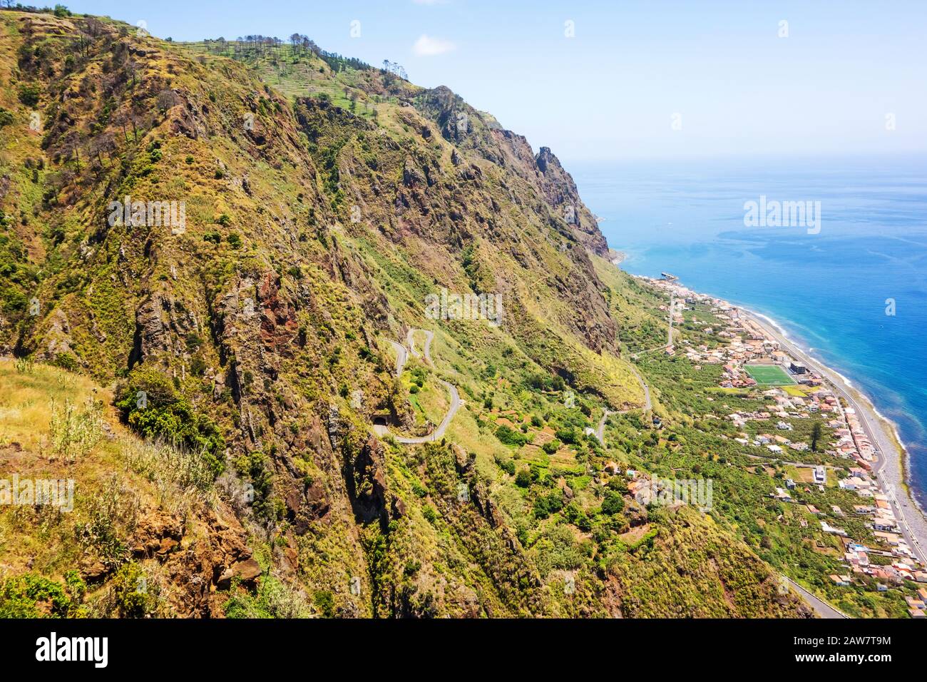 Paul do Mar, Portugal - June 1, 2013: Mountain landscape above the ...