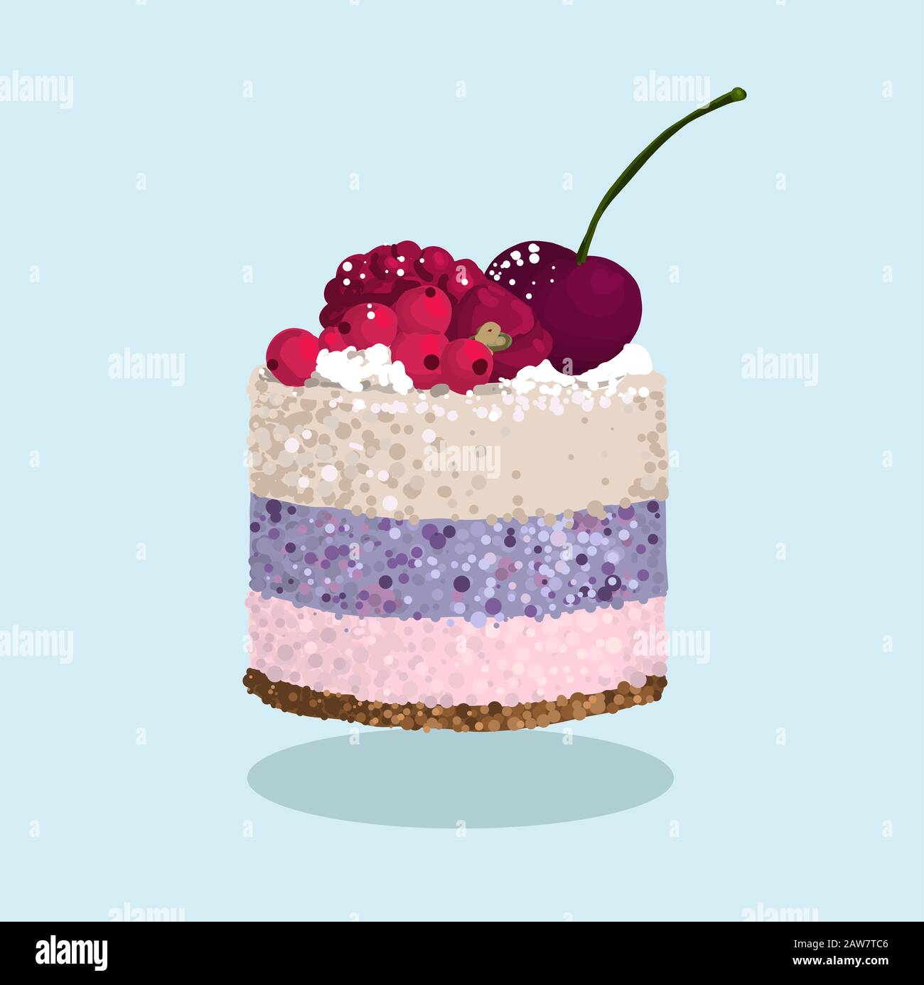 Hand drawn desserts - slices of cheesecake with cherry on top, sketch ...