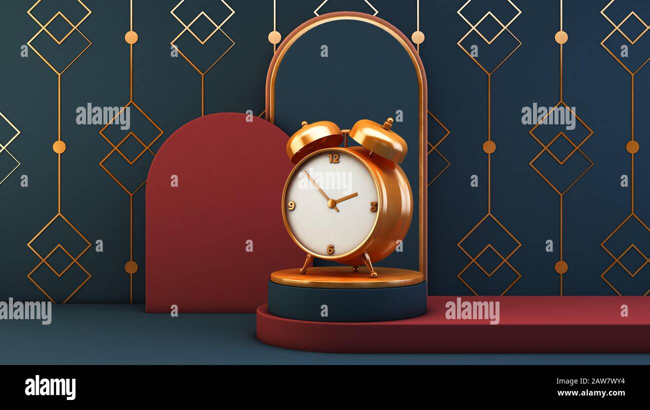 art deco clock 3d rendering Stock Photo - Alamy