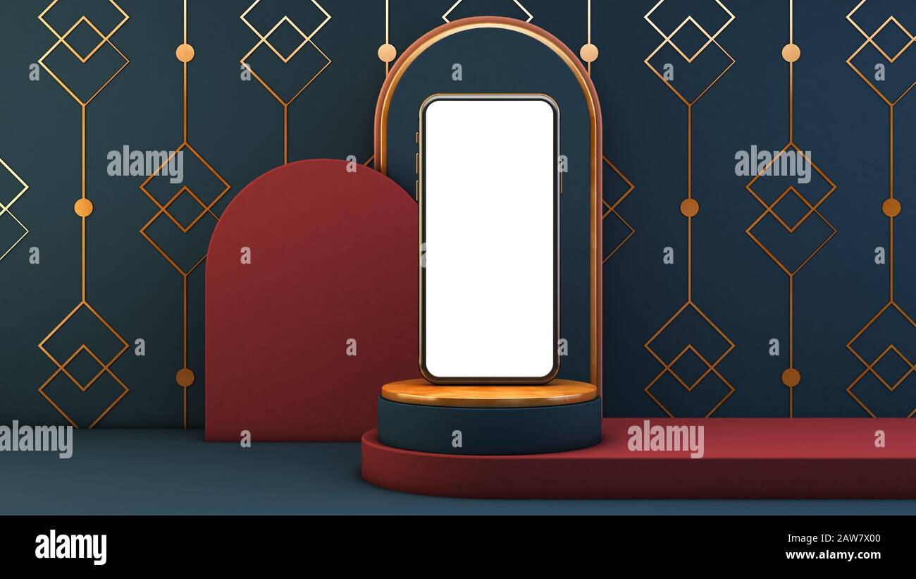 modern smartphone on art deco background 3d rendering Stock Photo - Alamy