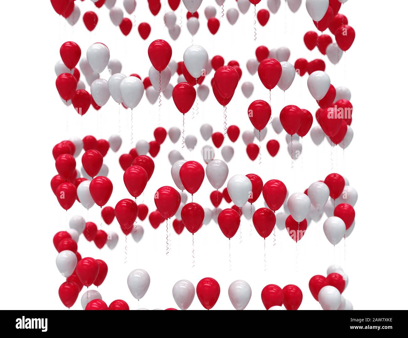 Red and white party balloons isolated on white background soft bokeh ...