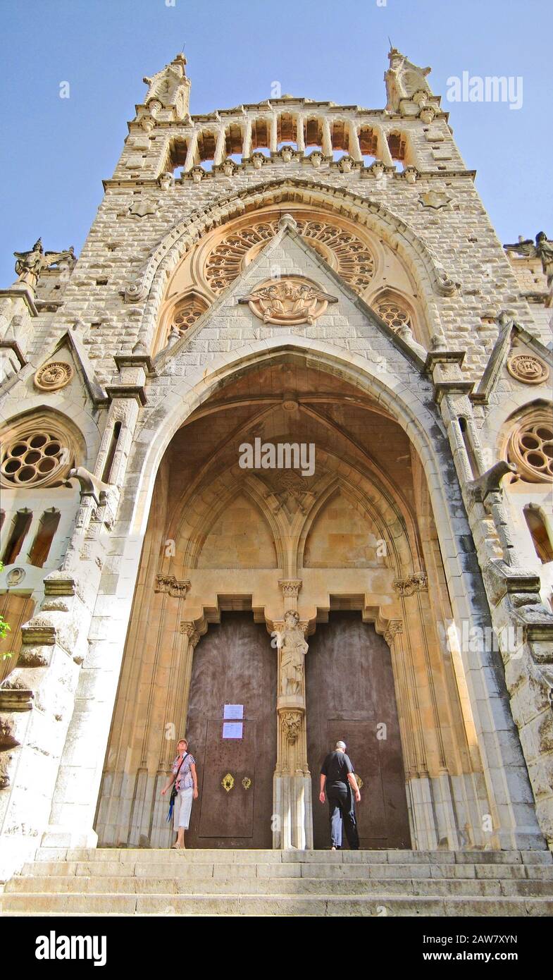 Soller, Majorca, Spain - June 23, 2008: Church of Soller Sant Bartomeu ...