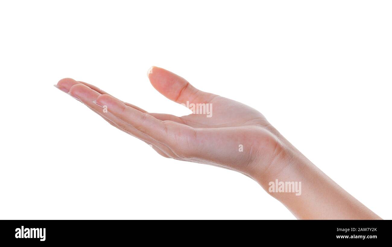 Open woman hand isolated on white background Stock Photo - Alamy