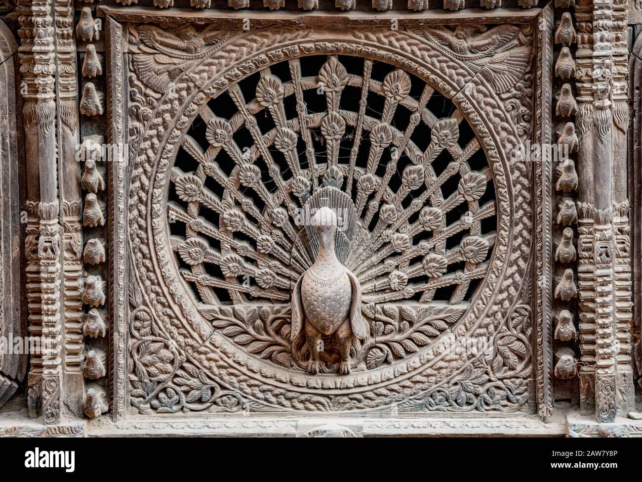 Newar window Mhaykhā Jhyā (peacock window) in Bhaktapur, Kathmandu ...
