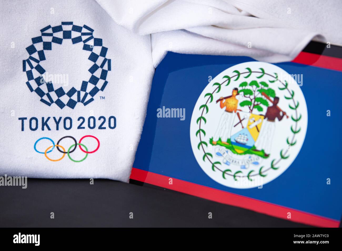 TOKYO, JAPAN, FEBRUARY. 8. 2020: Belize at summer olympic game in Tokyo ...