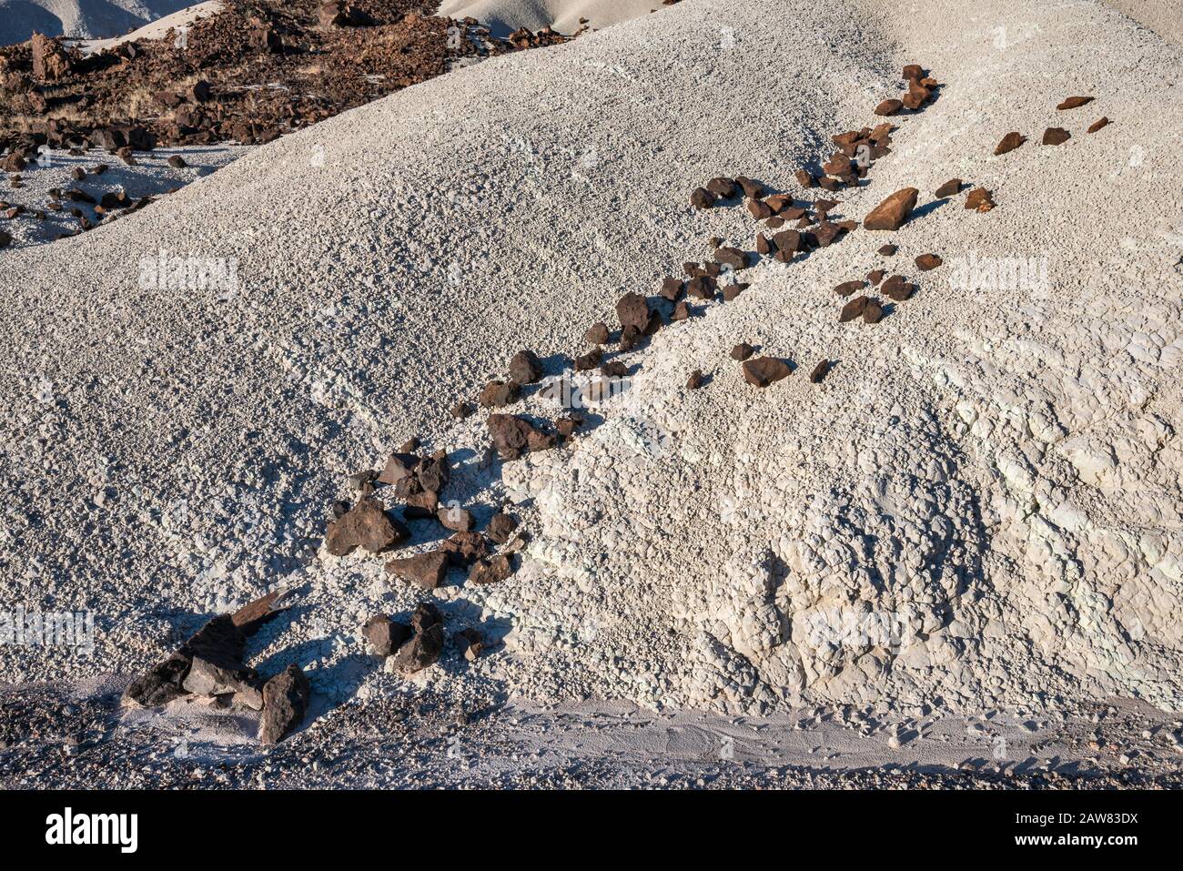Basalt rocks over volcanic tuffs, Cerro Castellan aka Castolon Peak ...