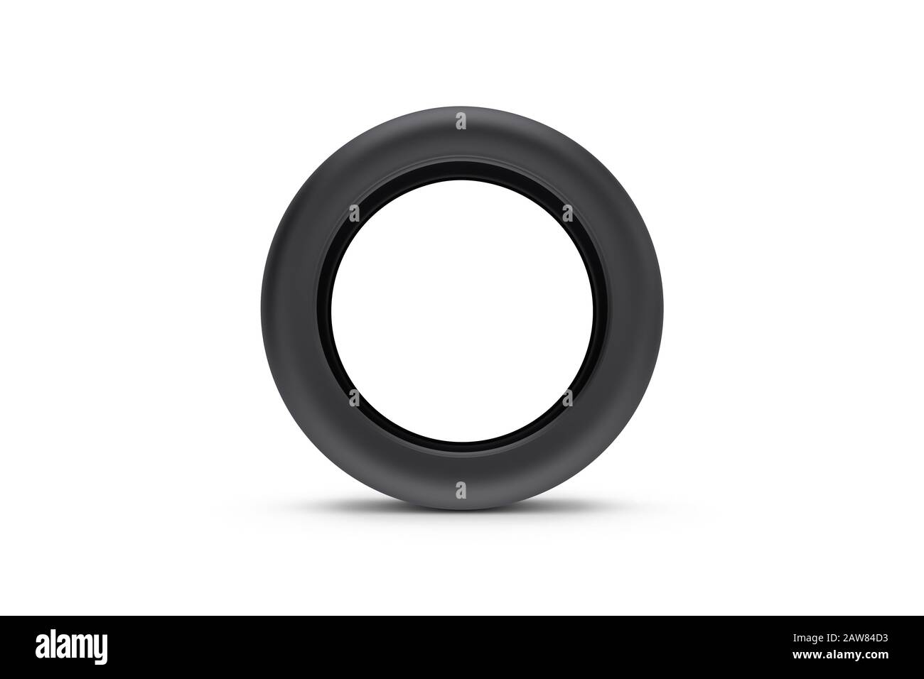 3d rendering, front and side view of single black car tire, wheel ...