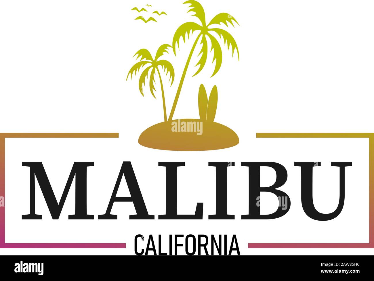 Malibu California. Summer Vacation and Palm Tree Background Stock ...