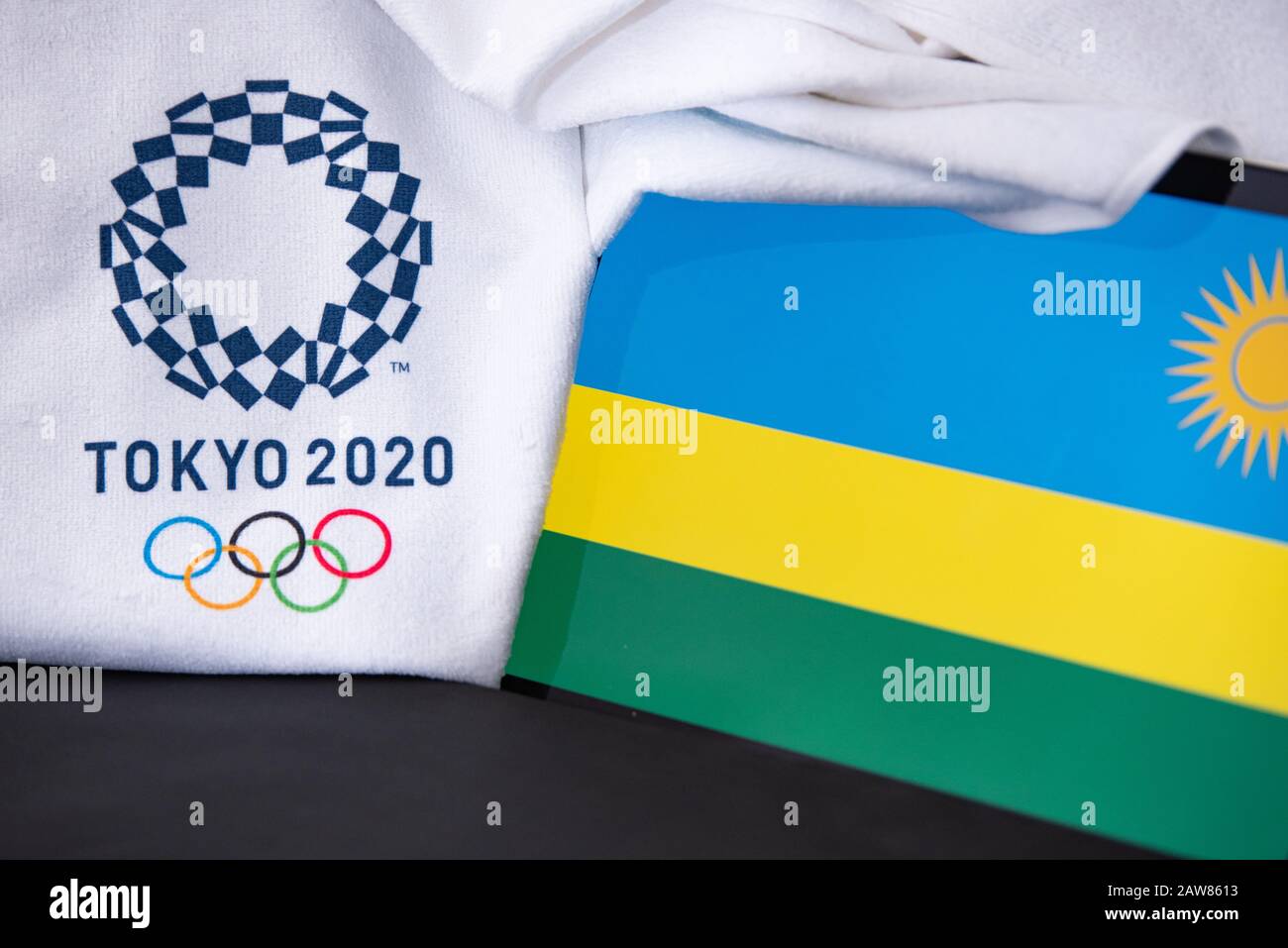 TOKYO, JAPAN, FEBRUARY. 8. 2020: Rwanda at summer olympic game in Tokyo ...