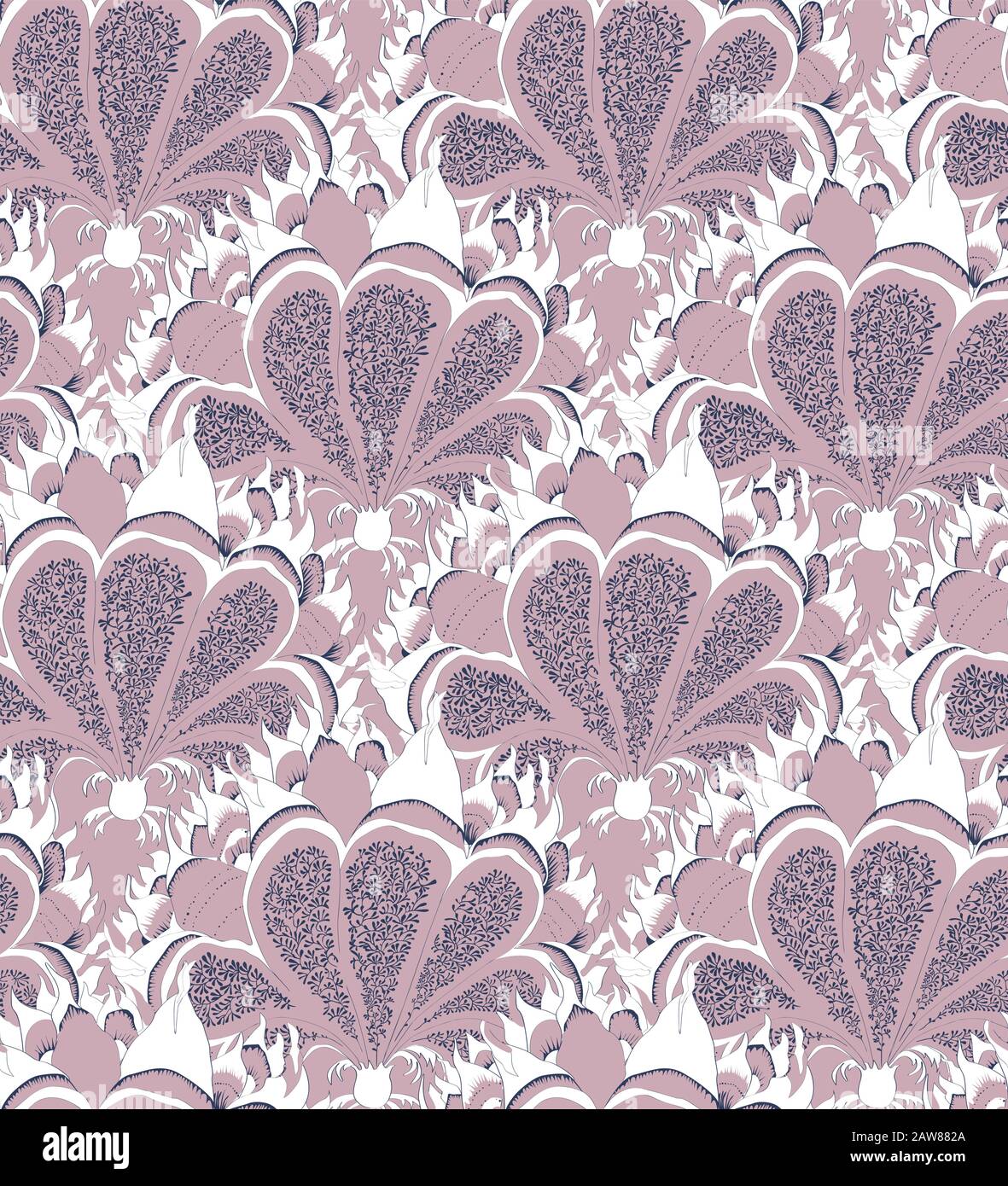 Paisley on a pink background. Floral vector pattern Stock Vector Image ...