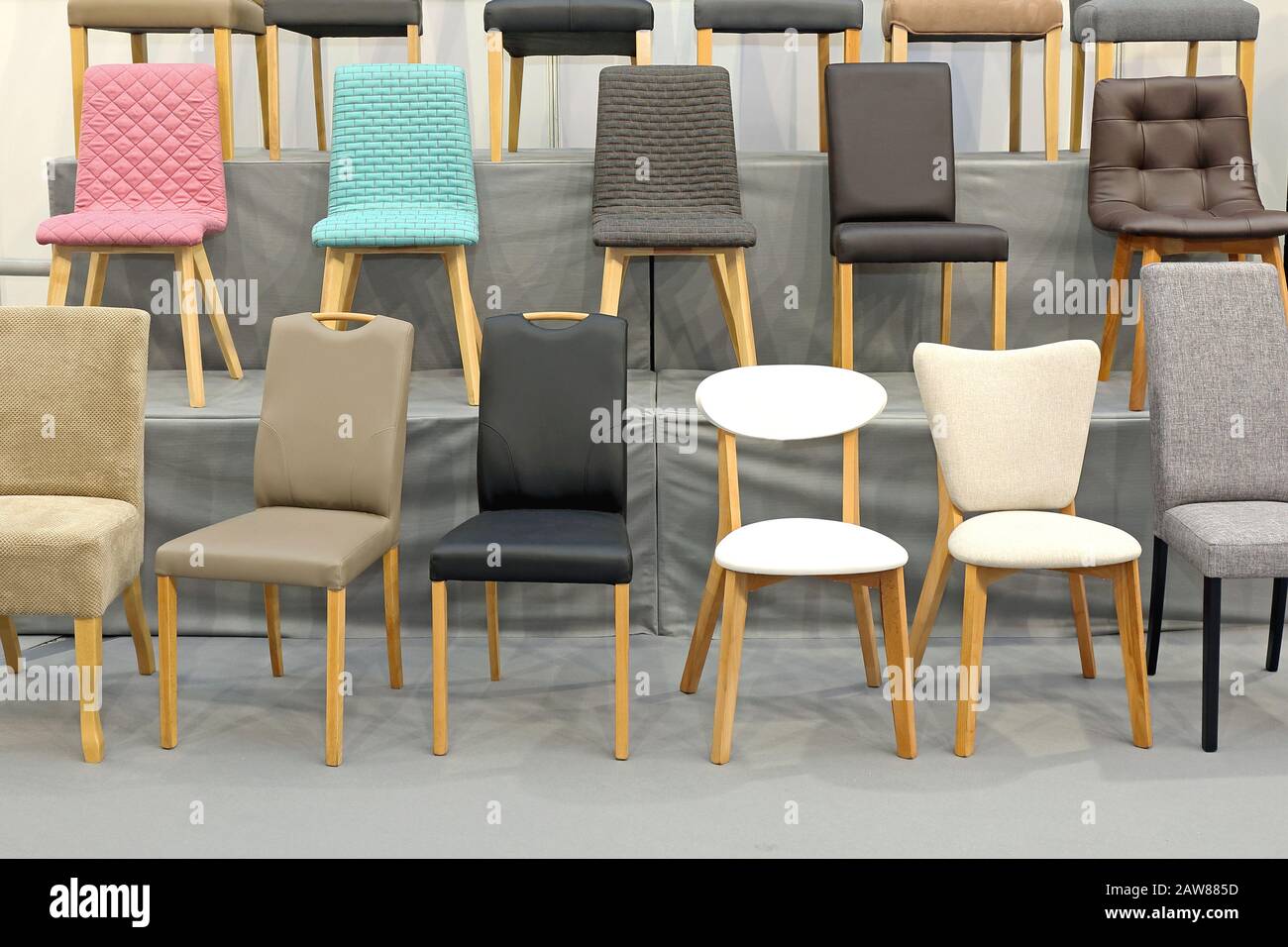 Modern New Chair Variety Selection at Display Stock Photo - Alamy