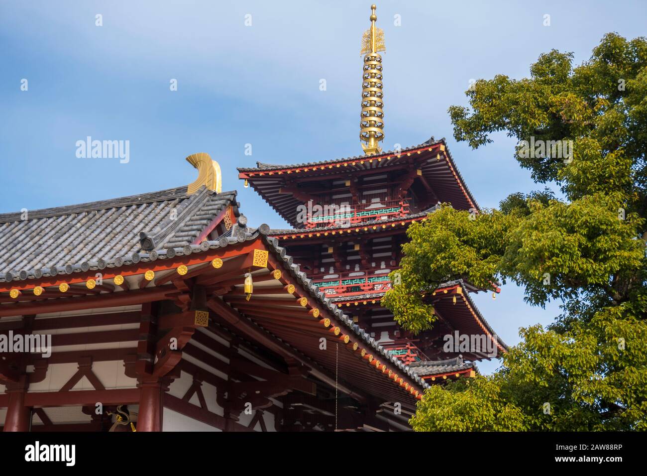 Osaka, Japan - December 2019 : Five-storied Pagoda in Shitennoji Temple ...