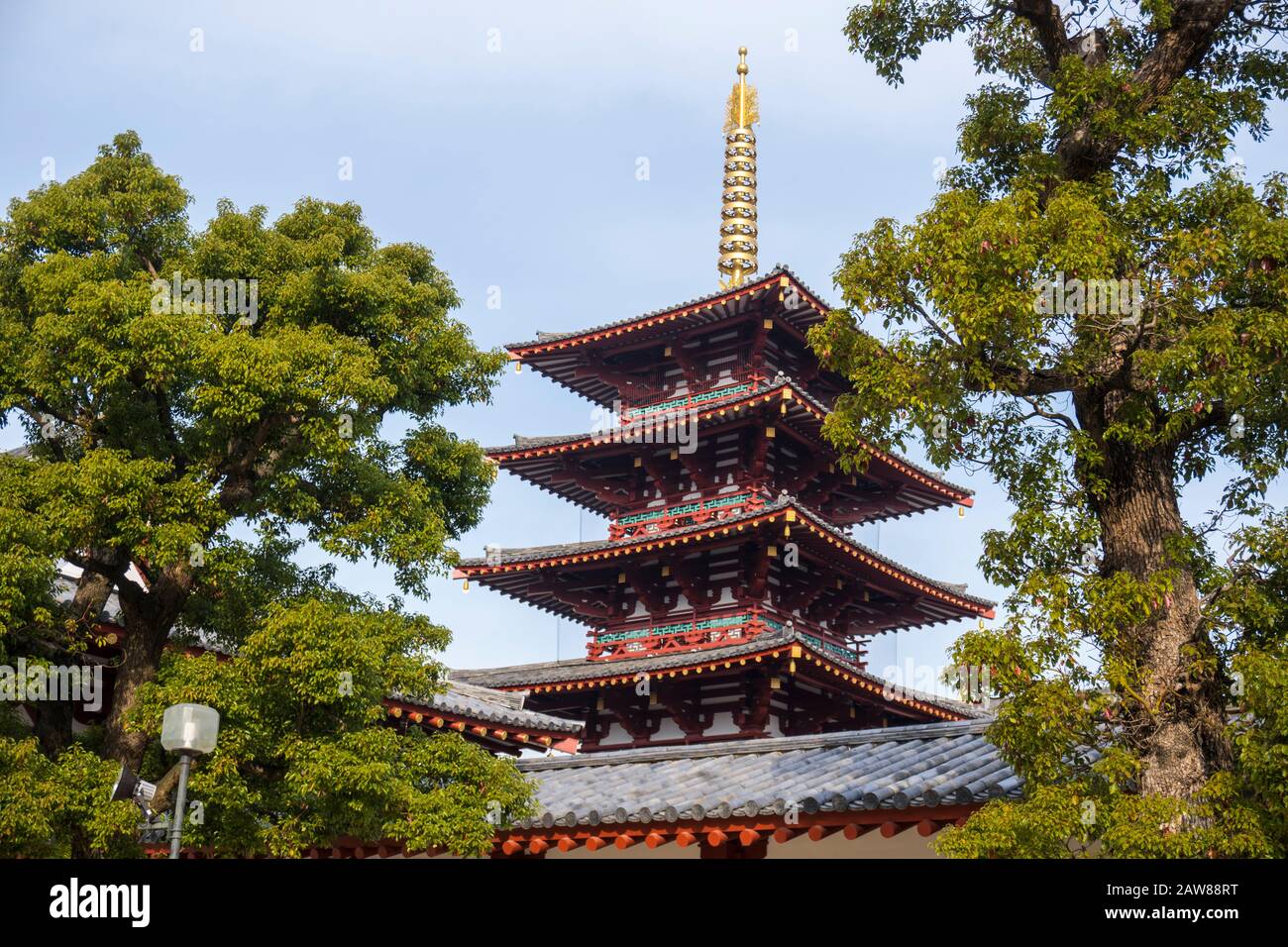 Osaka, Japan - December 2019 : Five-storied Pagoda in Shitennoji Temple ...
