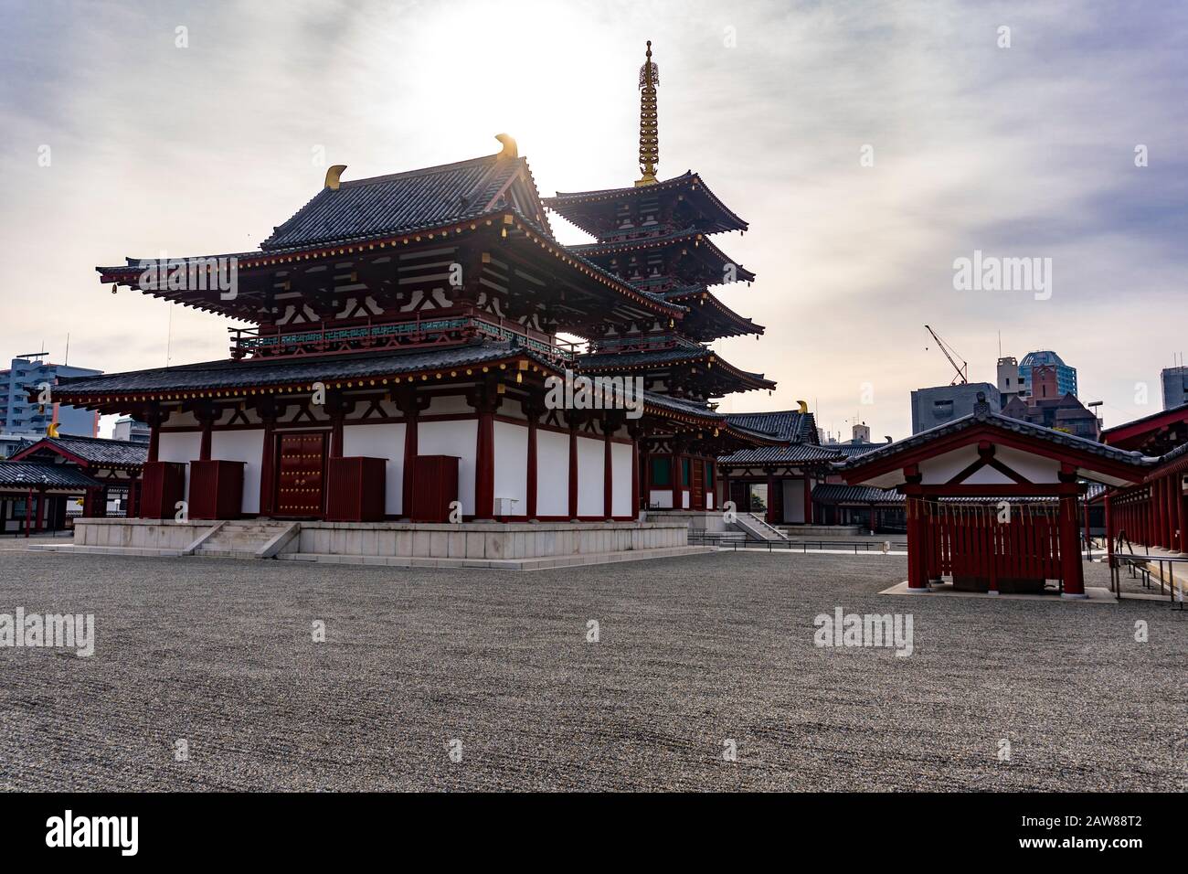 Osaka, Japan - December 11 2019 : Shitennoji Temple and the Five ...