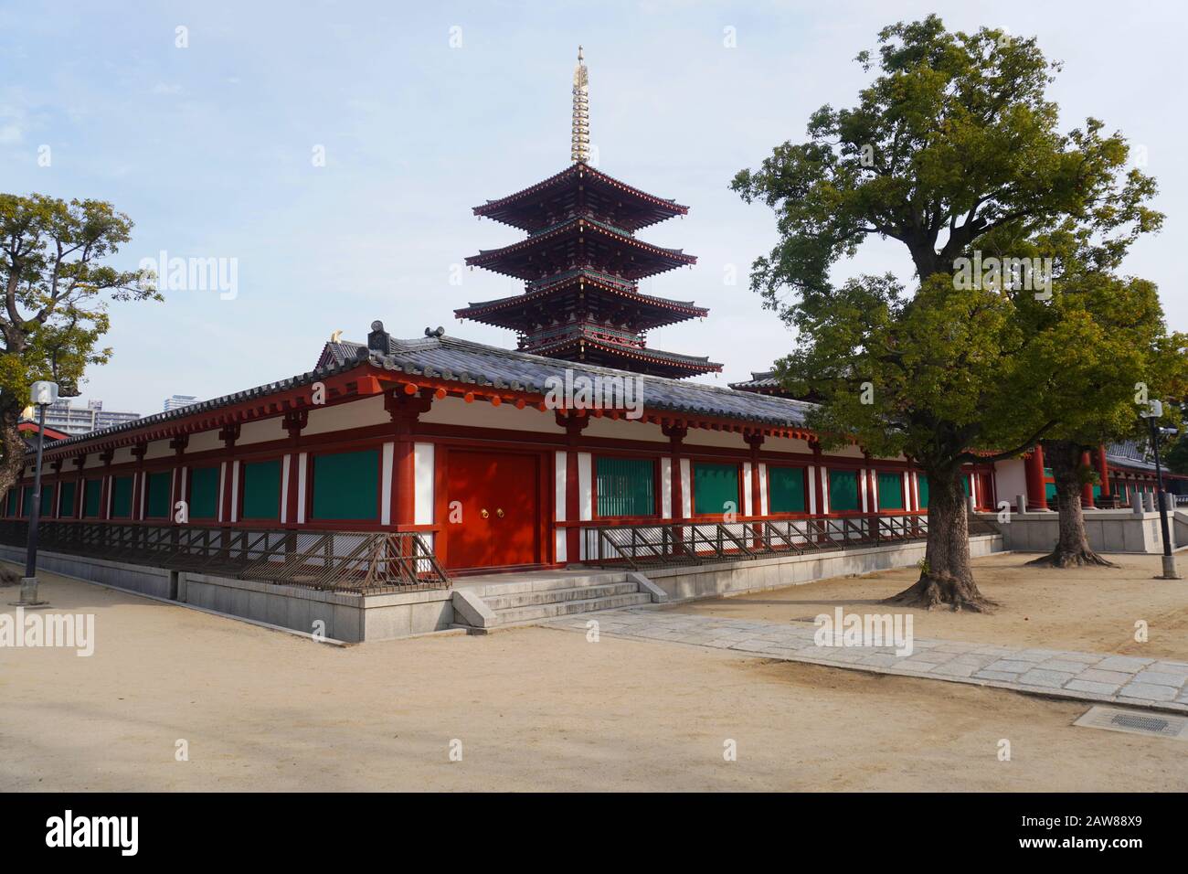 Osaka, Japan - December 2019 : Five-storied Pagoda in Shitennoji Temple ...