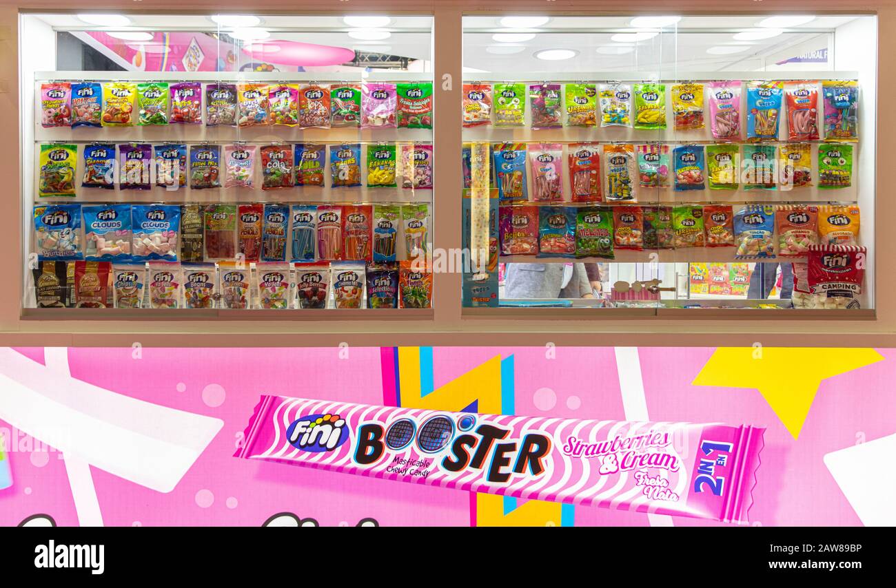 COLOGNE, February 2020: Many Fini candy products on display at ISM ...
