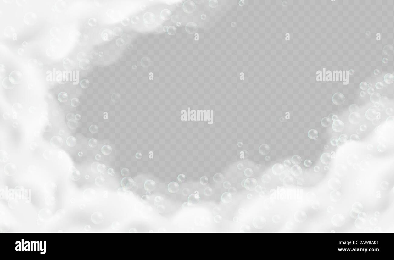 Realistic bath foam with bubbles isolated on transparent background ...