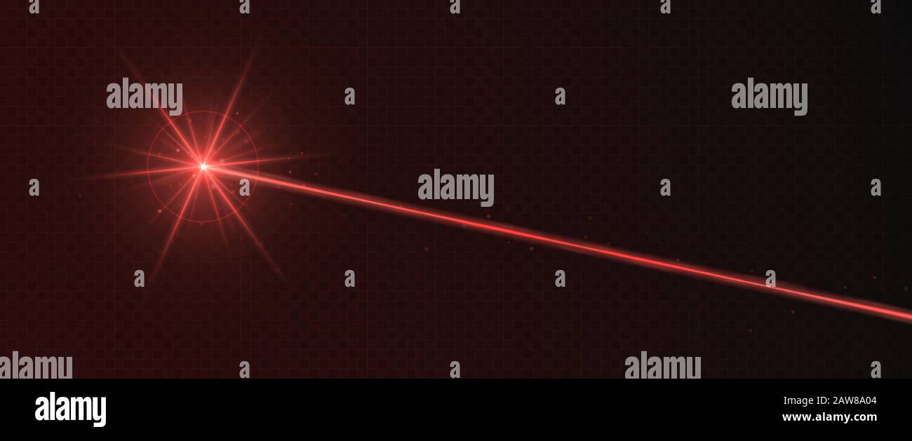 Red laser beam light effect isolated on transparent background Stock ...