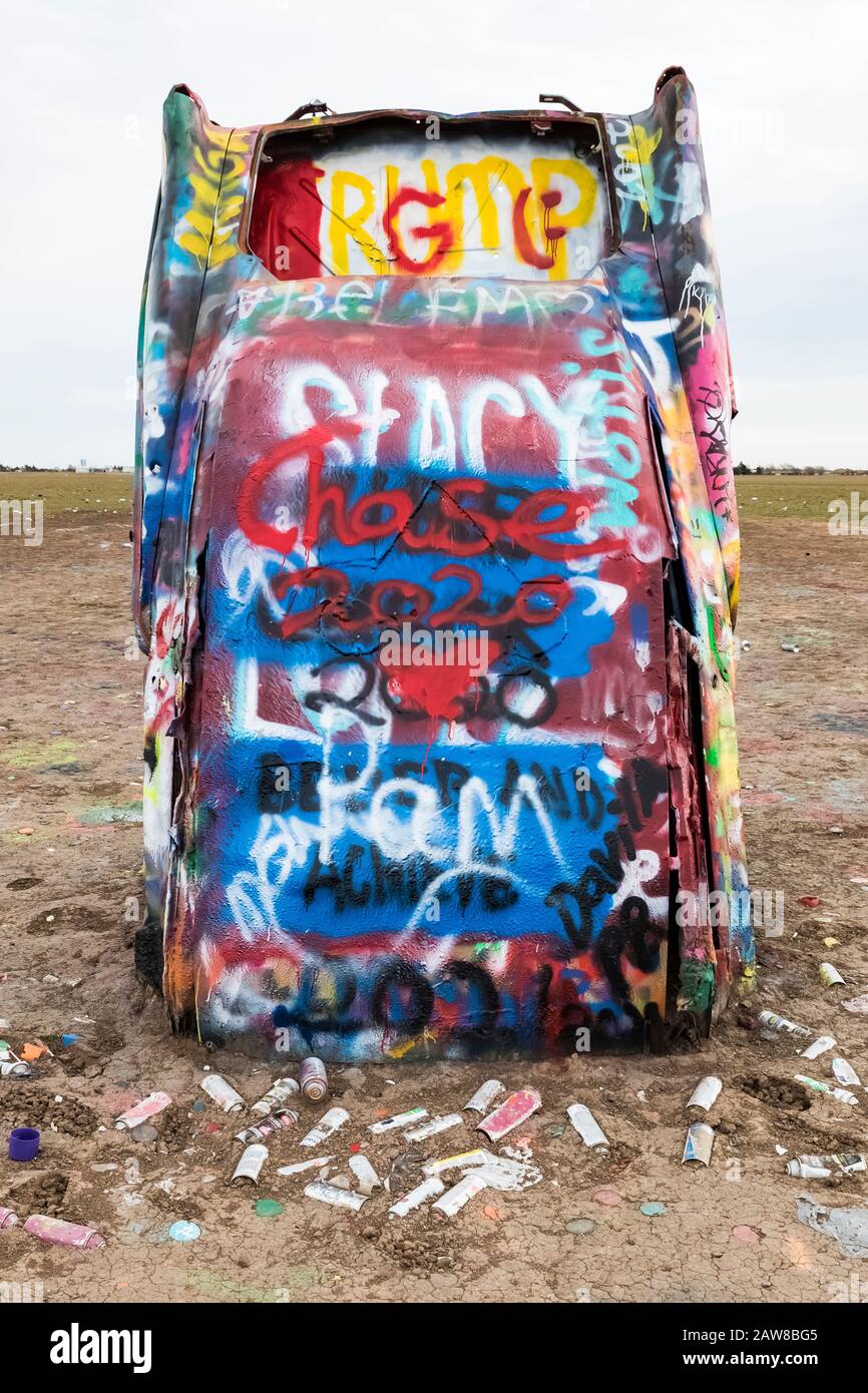 Cadillac Ranch, an art installation of ten iconic Cadillacs with ...
