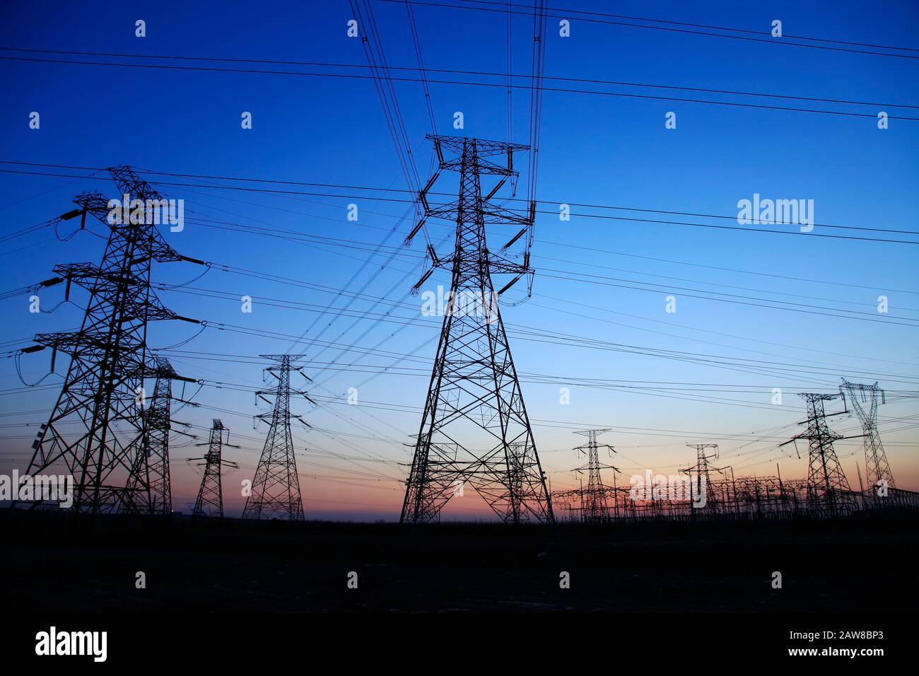 The evening of the pylon outline Stock Photo - Alamy