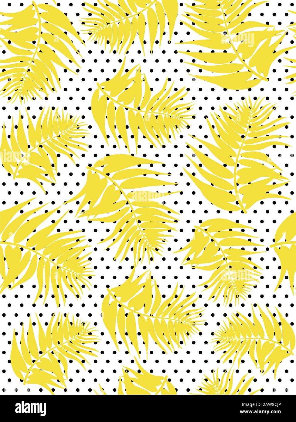 Tropical palm leaves and dots, jungle leaf seamless vector floral ...