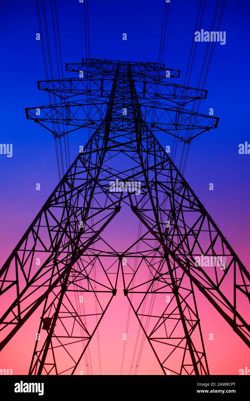 The evening of the pylon outline Stock Photo - Alamy