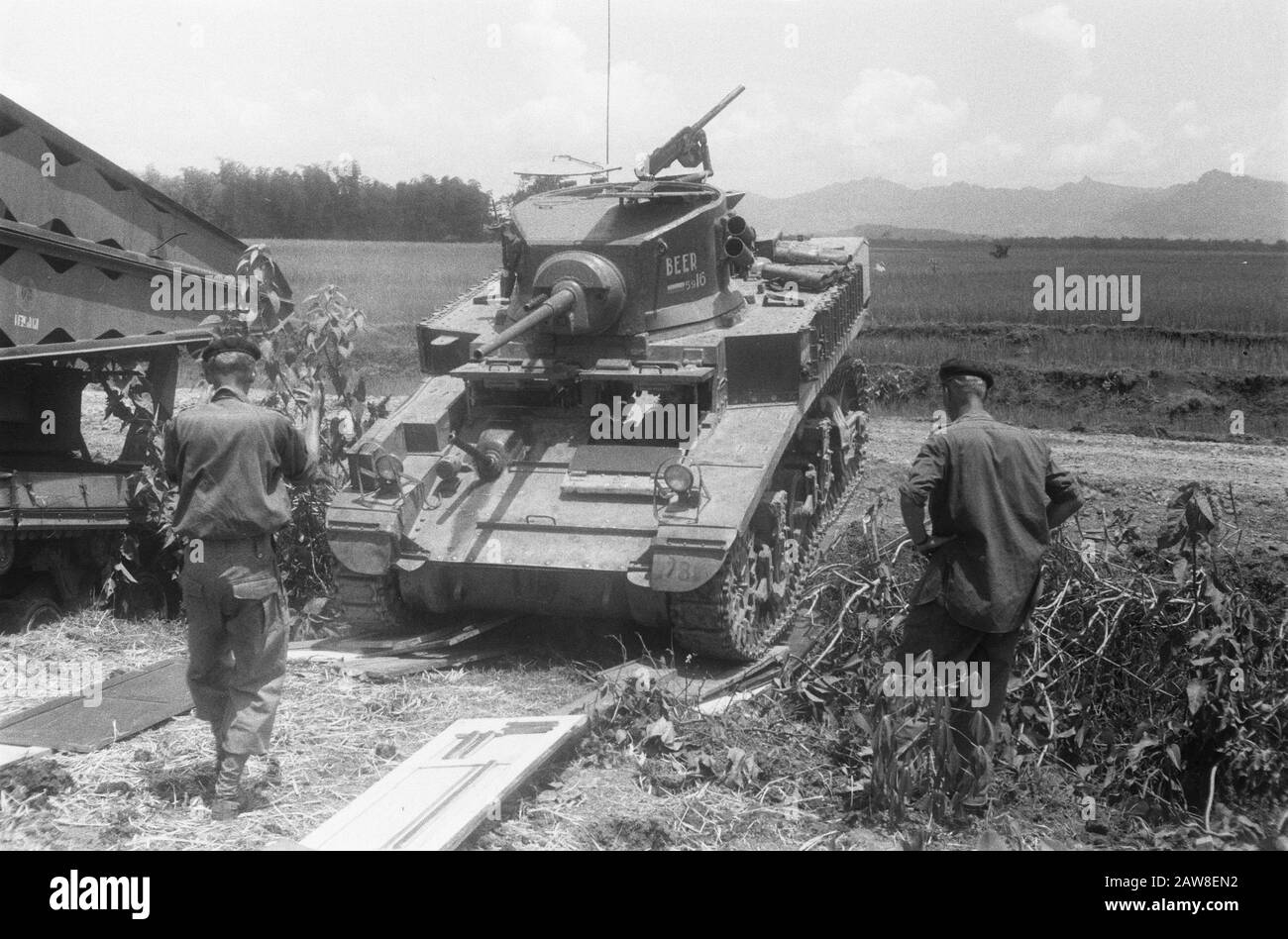 Action with tanks at Toba and surroundings [M3 Stuart tank, left a ...