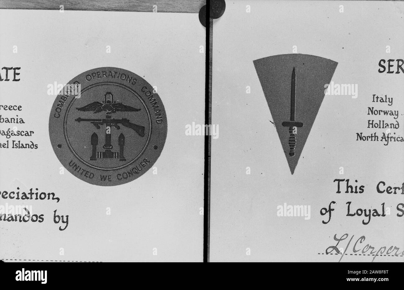 Recordings from emblems. Left Combined Operations Command. Right, a ...