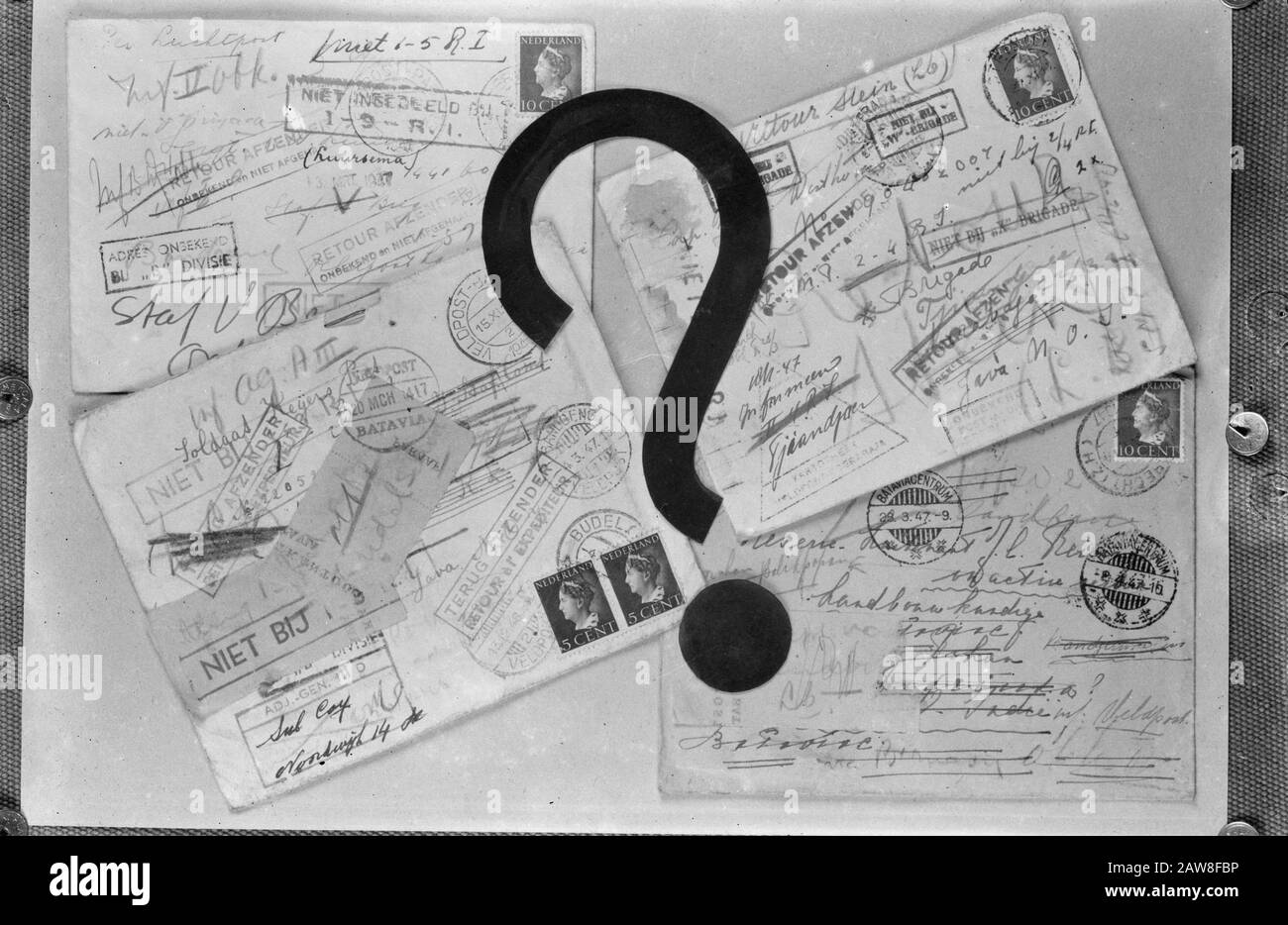 [recording of four envelopes with stamps and changes of address with a ...