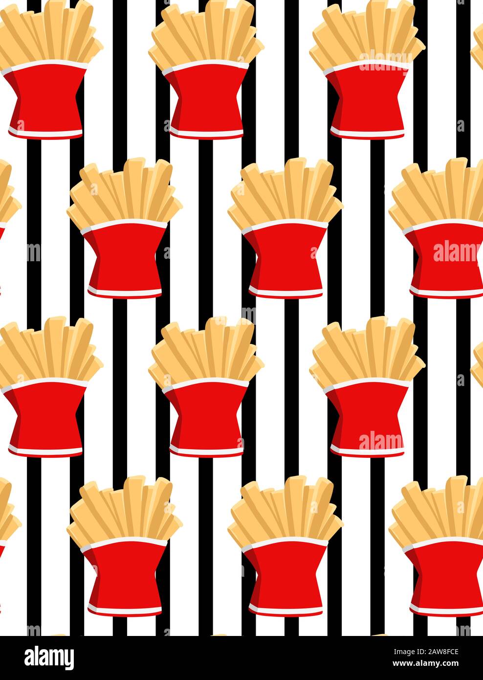 Hand draw french fries. Doodle french fries seamless pattern stripe ...